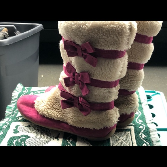 Karina Grimaldi | Shoes | Karina Girls Pink Faux Fur Bows Boots Size 4y ...